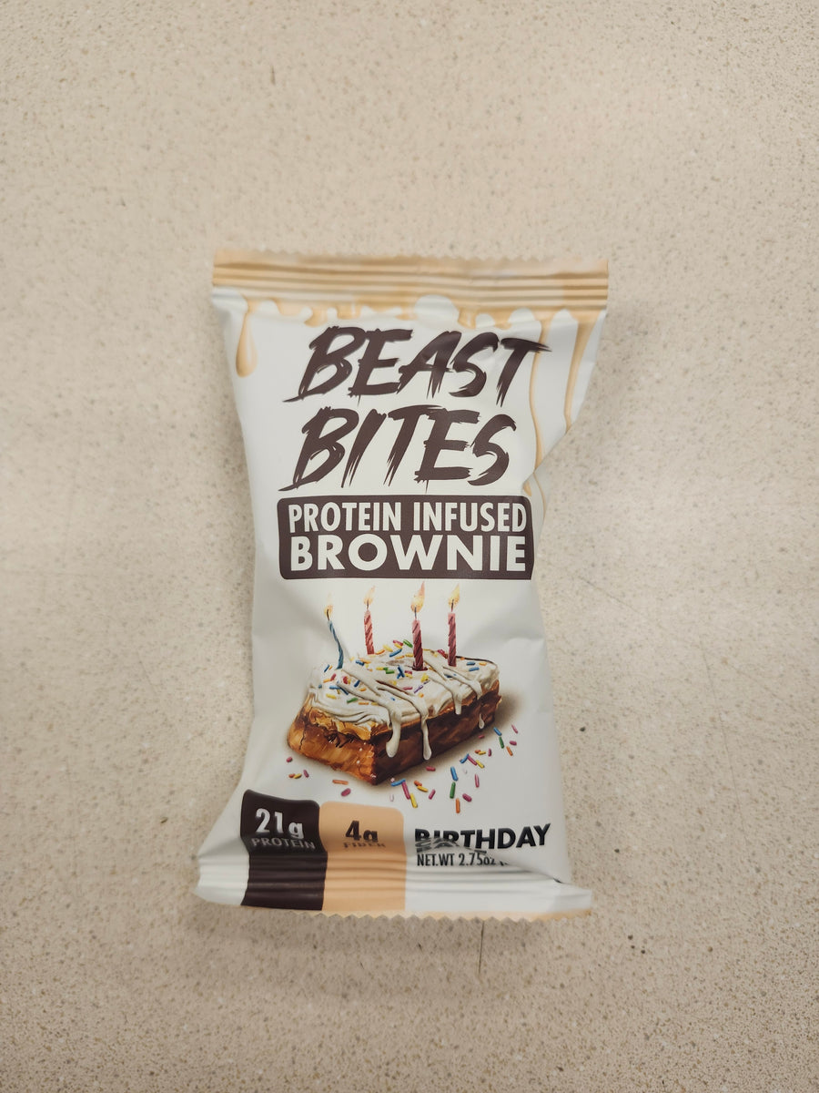 BEAST BITES Protein Infused Brownie Birthday Cake – Semper Fi Nutrition