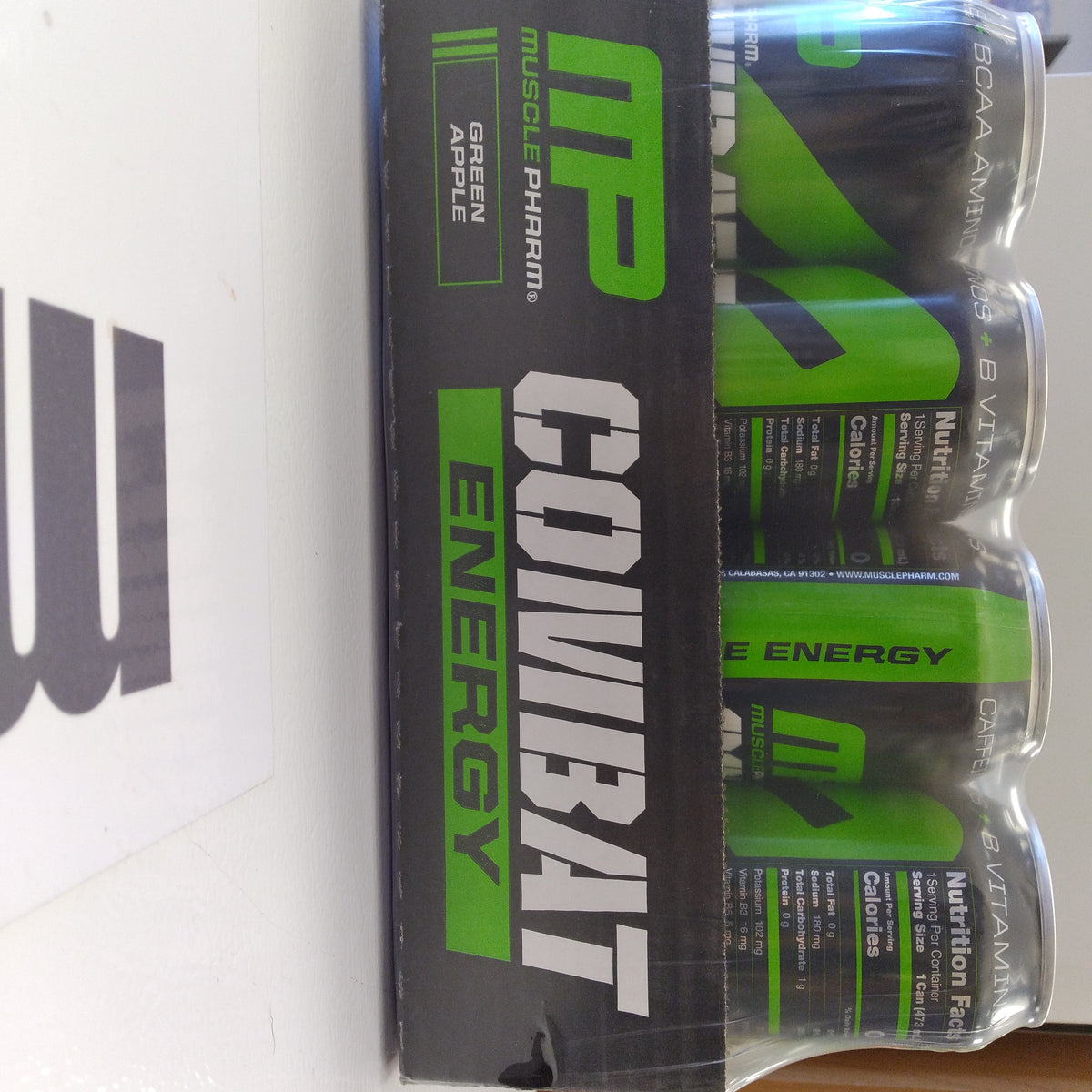 Muscle Pharm Combat Energy Drink - Green Apple -12 Pack,16oz Cans ...