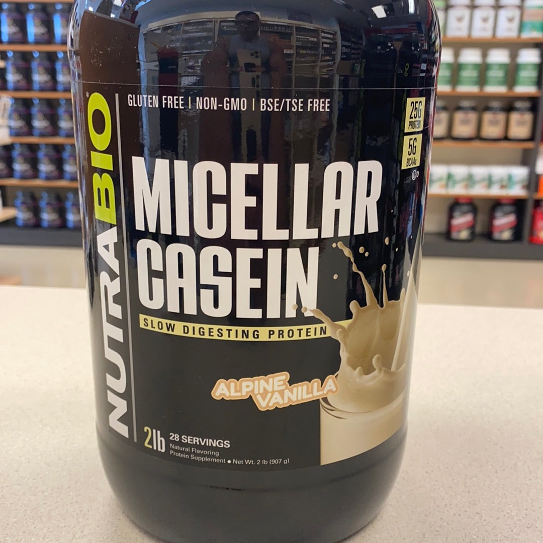 NutraBio Micellar Casein - Protein Powder, 2 lbs Alpine Vanilla ...